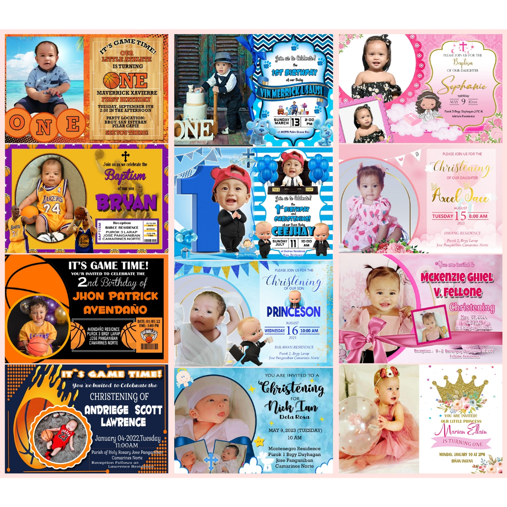 4R SIZE affordable Invitation for Birthday Christening baptism MADE TO ...