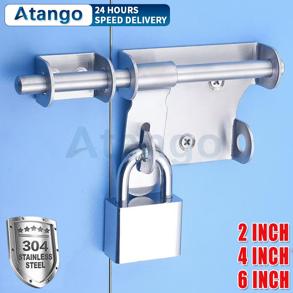 Stainless Steel Door Lock Solid Sliding Bolts Lock Hasp Home Hardware ...