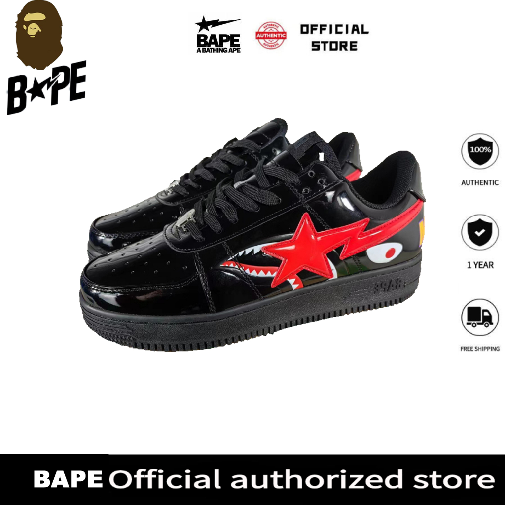 Bape Sta Ortholite Black Red Low Top Casual Board Shoes 36-45 Size ...