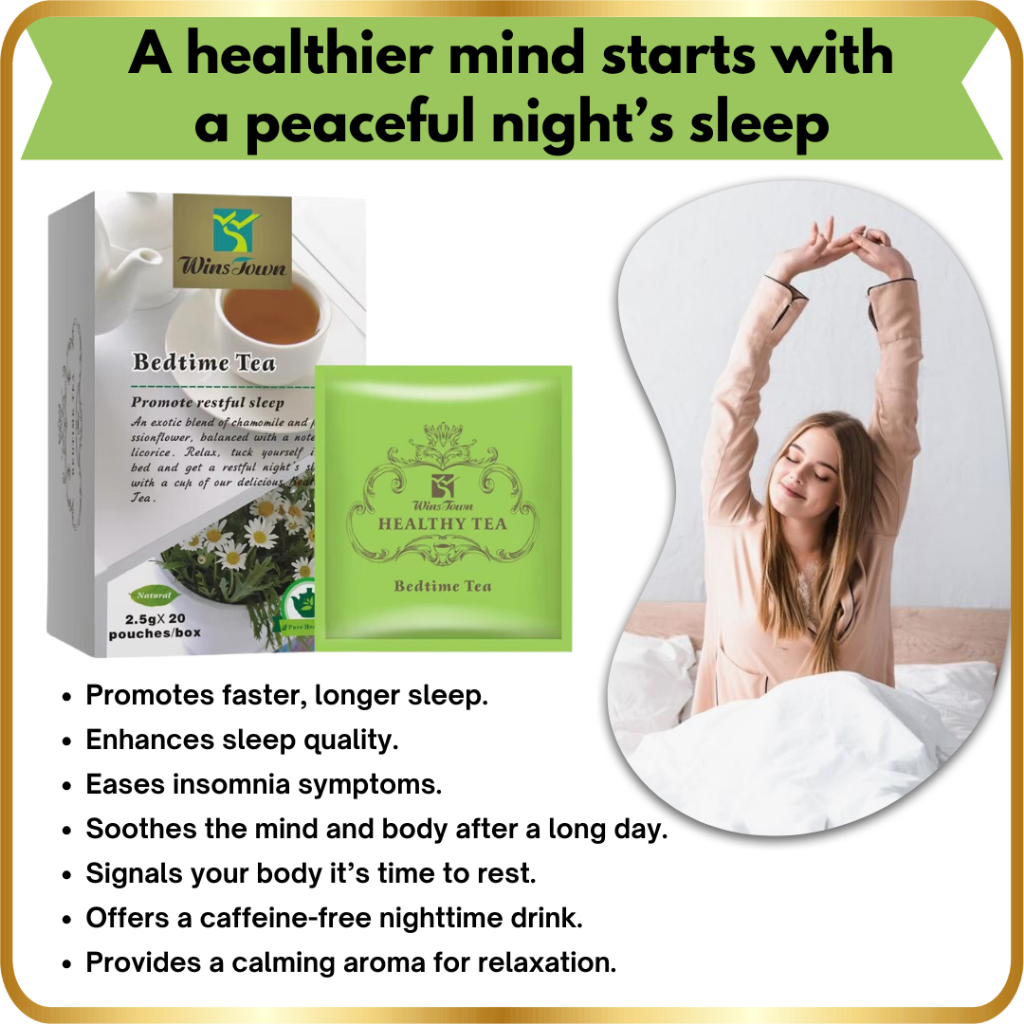 Bedtime Tea Faster & Longer Sleep Tea Herbal Tea Chamomile Tea Enhances ...