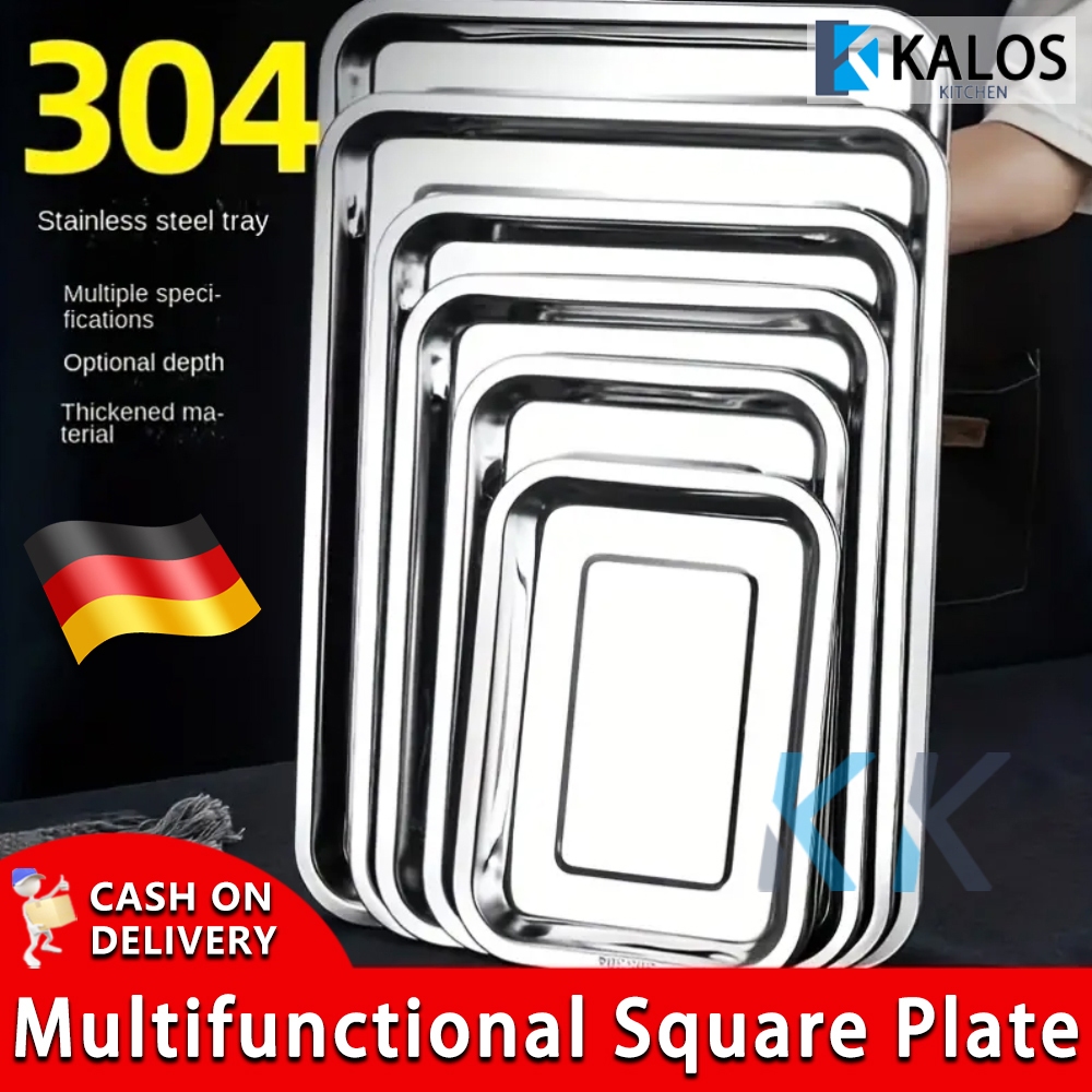 Kalos Heavy Duty 304 Stainless Steel Food Squaretray Serving Plate ...