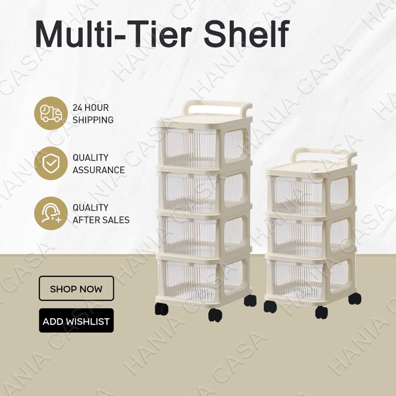 Storage Rack Trolley Multi-Layer Transparent Snack Shelf Floor Drawer ...