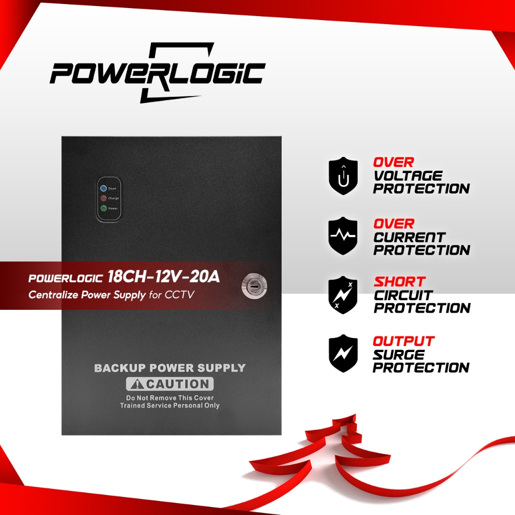 POWERLOGIC Centralized Power Supply for CCTV (18CH,12V,20A w/ Power ...