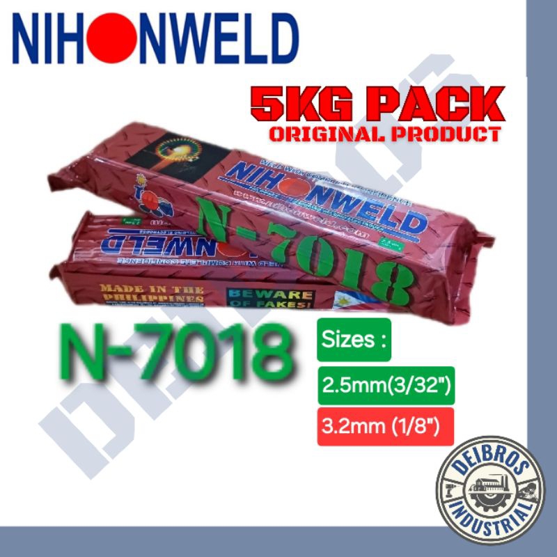 NIHONWELD WELDING ROD N-7018 × 2.5mm & 3.2mm, 5kg/pack | Shopee Philippines