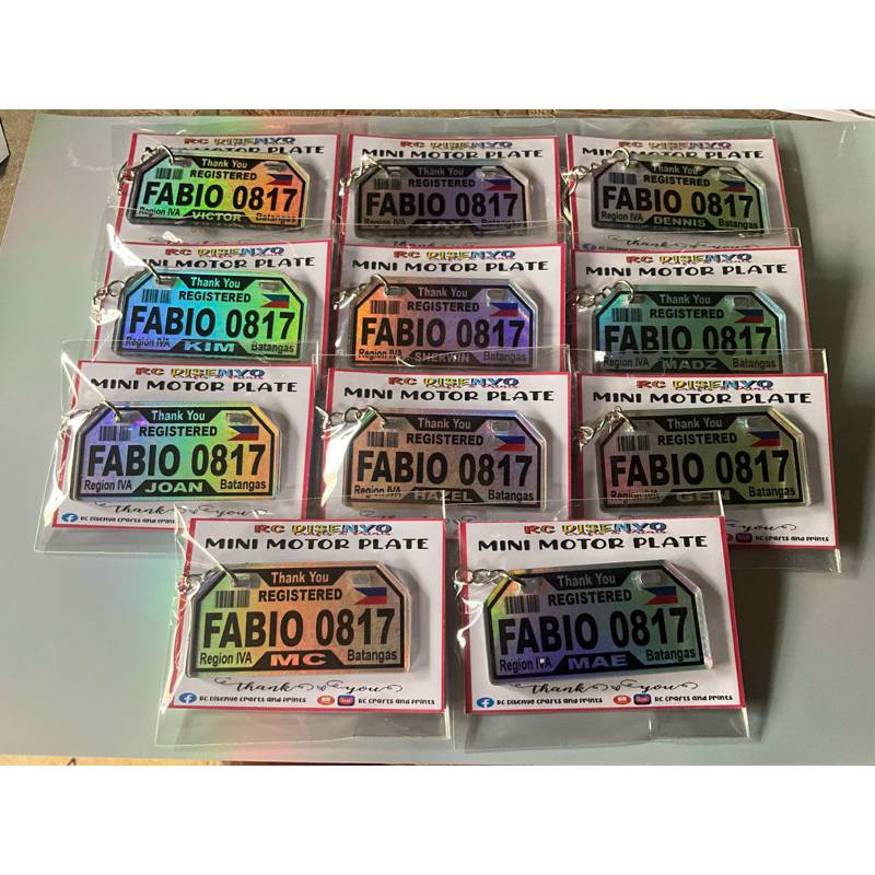 20pcs Mini Acrylic Motor Plate Keychain Carabiner B2b | Shopee Philippines