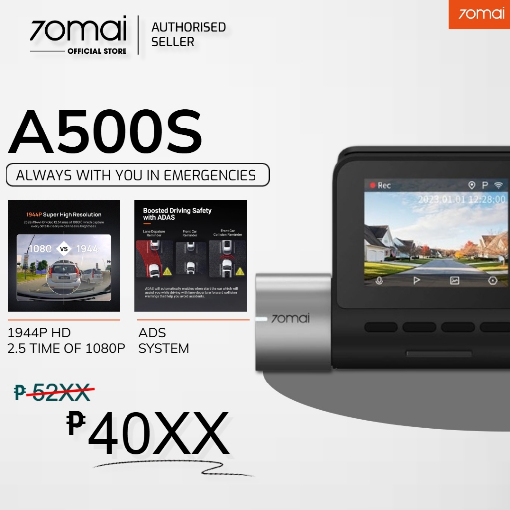 70Mai Dashcam A500 Pro Plus Dash Cam ADAS Dual Vision Car Recorder High ...