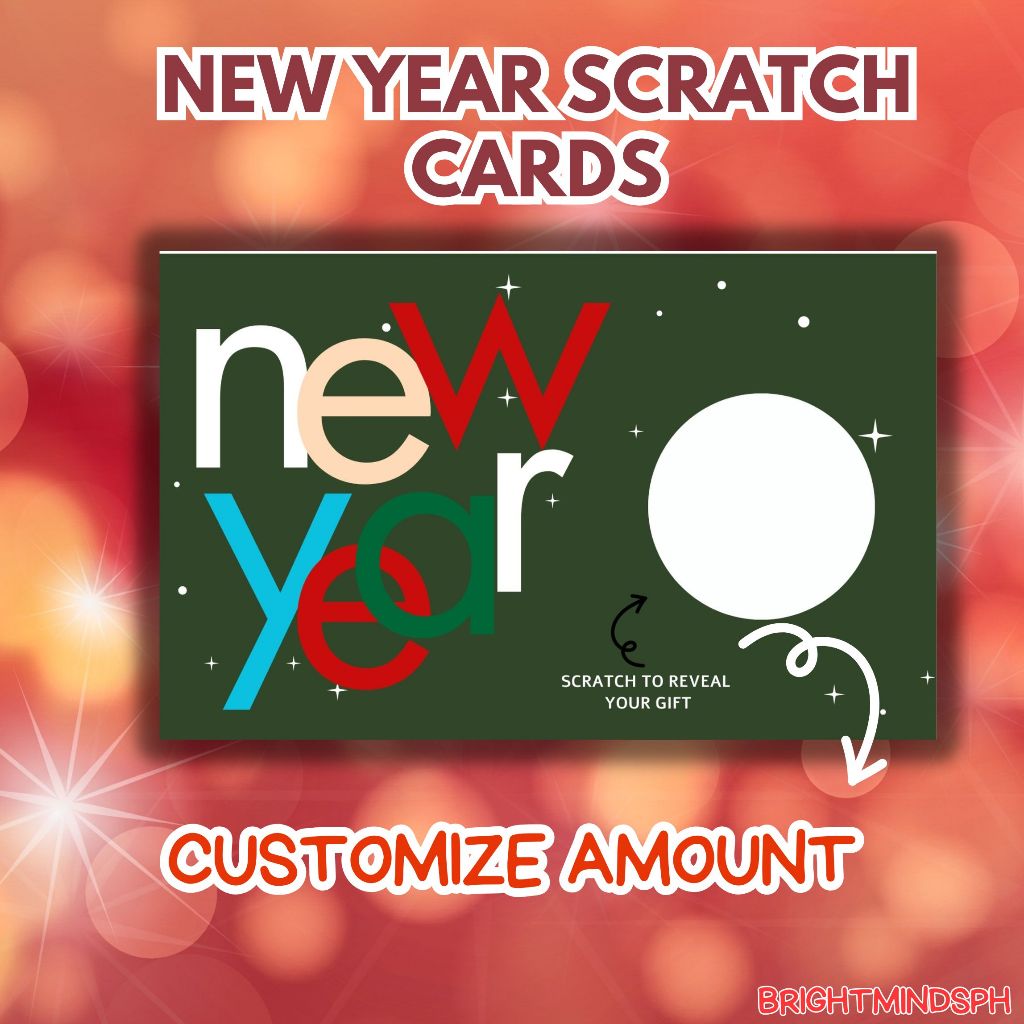 New Year and Christmas Scratch Card Game pack Scratch Card Witty ...