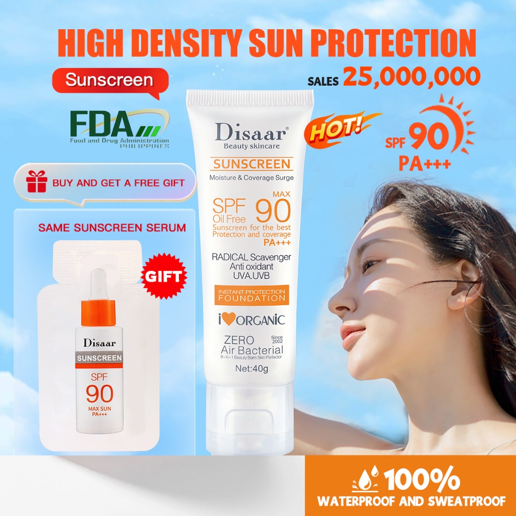 【BUY 1 TAKE 1】original disaar SPF90 sunscreen whitening face sun cream sunblock for face 40g ...
