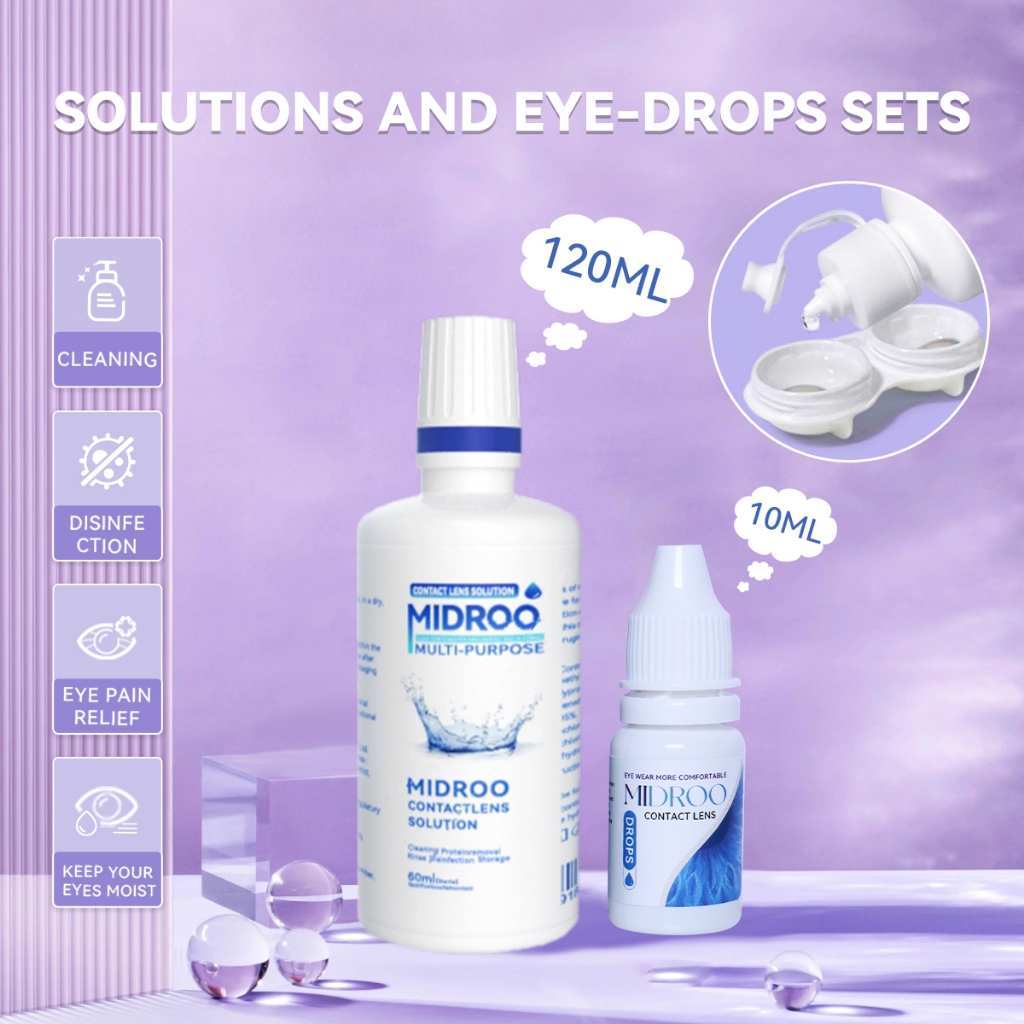 Midroo 【Eye Care Kit】 Solution 60/120/360ml Multi-purpose lens Solution ...
