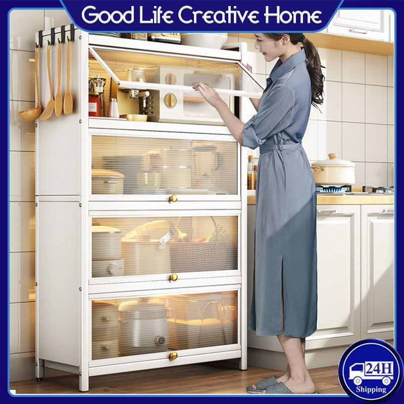 Kitchen Rack Cabinet Rack Dust proof Storage Multi-function Rack ...