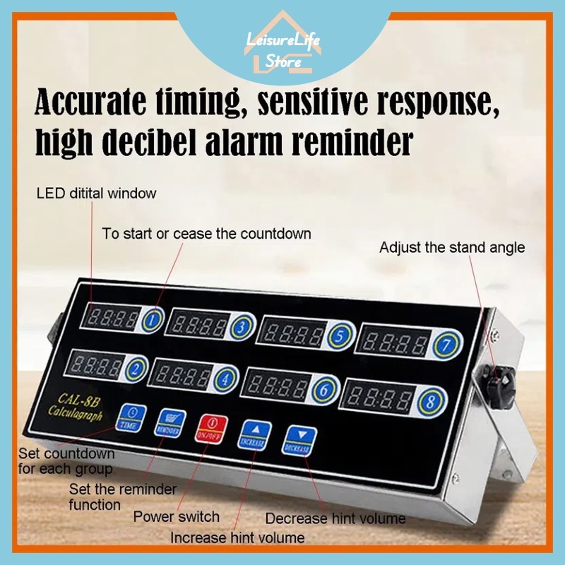 Digital Timer for Kitchen for Cook 3 Stage Reminder 8 Channel Digital ...