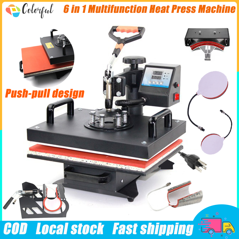 Multifunctional Heat Press Machine Push-Pull Design 29*38cm 6-in-1 Combo Heat Transfer Press ...