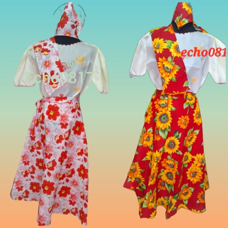 filipiniana 1 set palda/kimona w/bandana ADULT and kids | Shopee ...