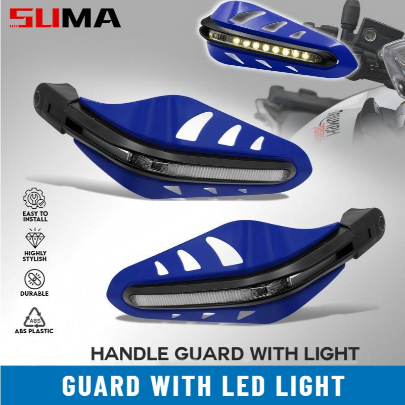 2Pcs Universal Motorcycle Hand Guard LED Handlebar Protection Handle ...