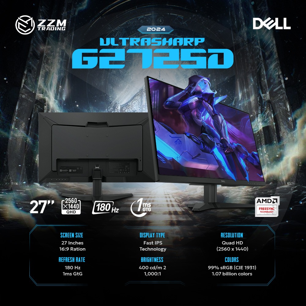 Dell UltraSharp G2725D 27" QHD(2560x1440) 180Hz 1ms Fast IPS AMD ...