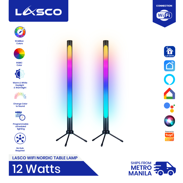 Lasco Smart Wifi RGBIC Series Nordic Double Table Lamp Ambient Light ...