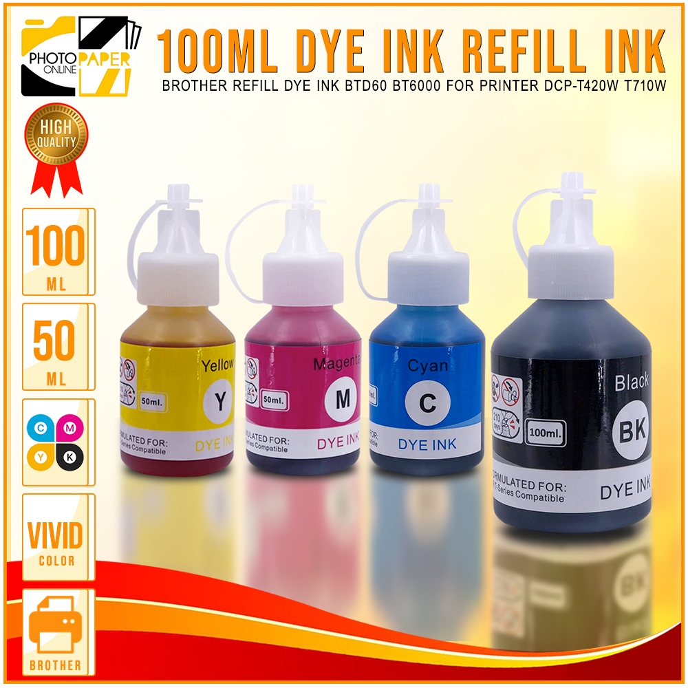 Refill Ink 100ml Brother Dye Ink BTD60 BT5000 BT6000 For Printer DCP ...
