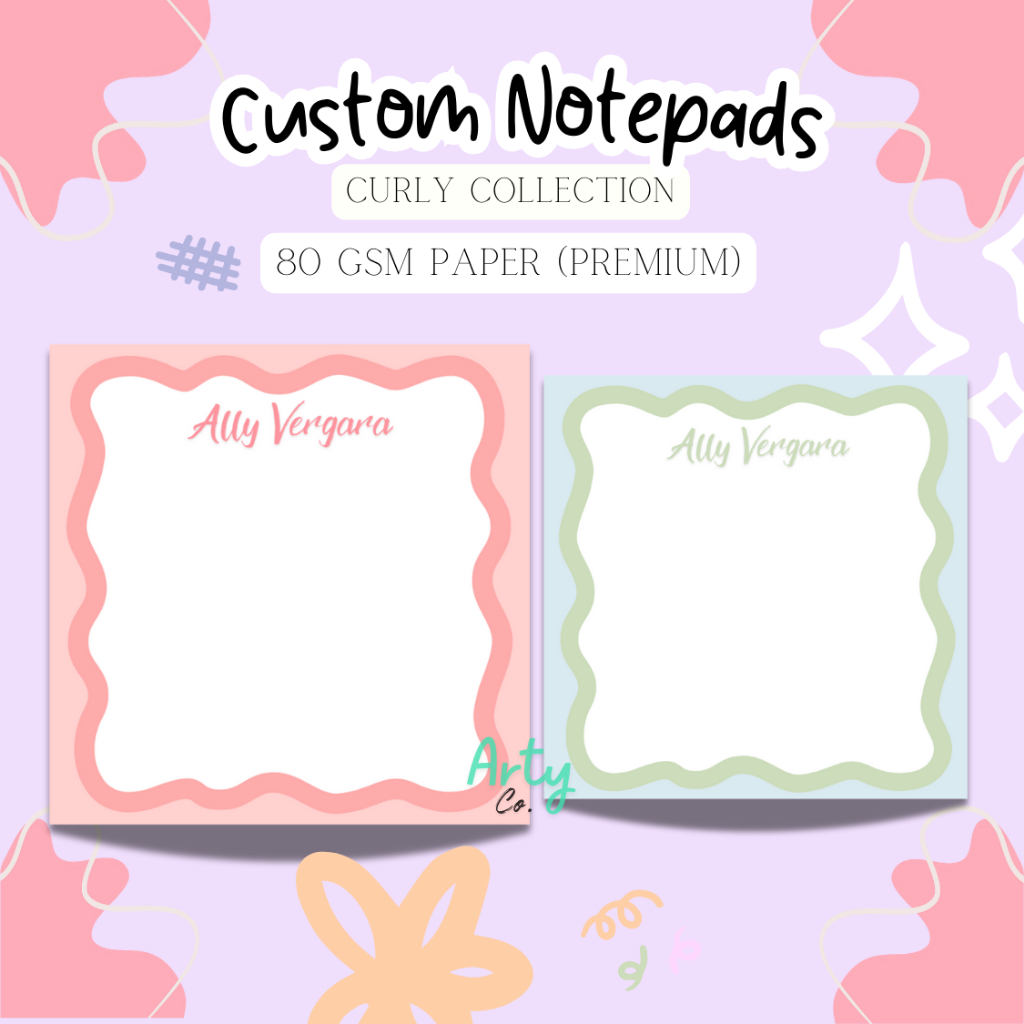 ARTYCO CUSTOM / PERSONALIZED NOTEPAD WITH NAME MEMO PAD GIVEAWAYS CURLY ...