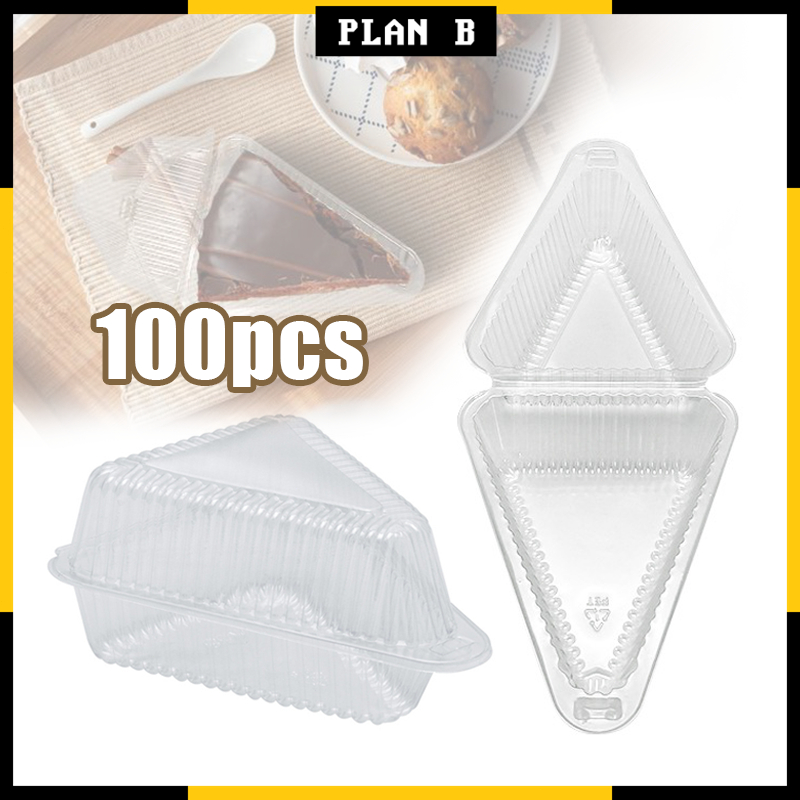 100pcs Slice Cake Container Triangle Cake Box Clamshell Takeout Box For ...