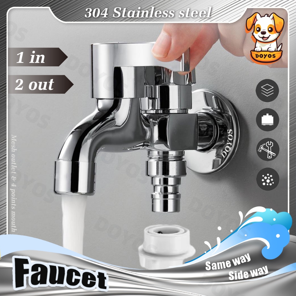 DOYOS Two Way Faucet SUS304 Bathroom 1 in 2 out Dual Function 20mm ...