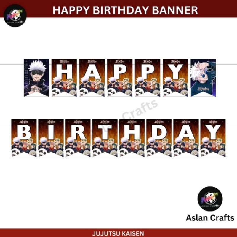 JUJUTSU KAISEN THEME HAPPY BIRTHDAY BANNER PARTY DECORATIONS GLOSSY ...