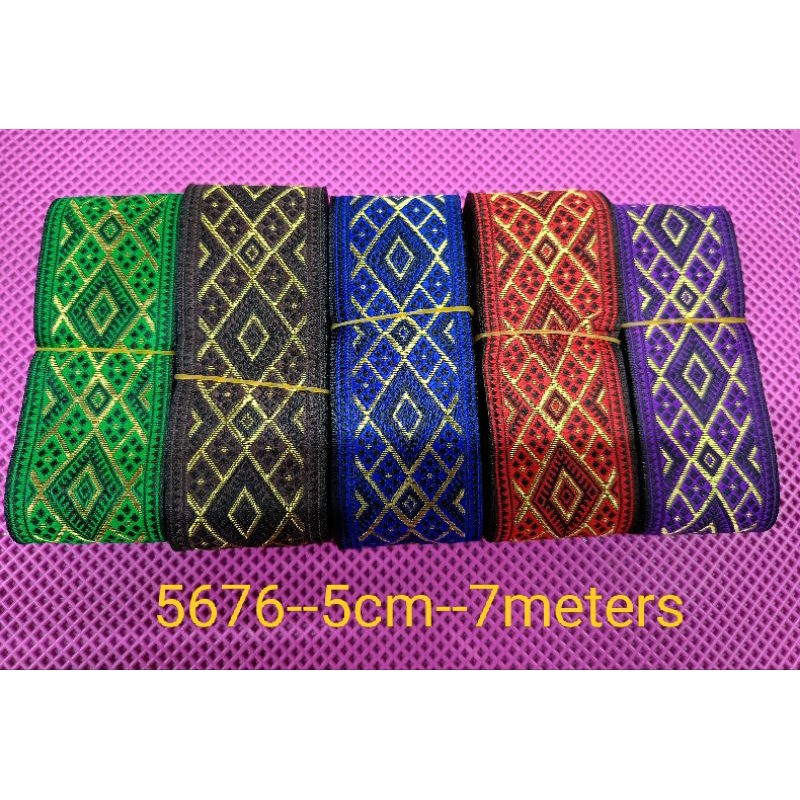 5676 ETHNIC TRIMMINGS 5CM--7 METERS/LEIGH RIBBON/GUEST GARLAND/SASH ...