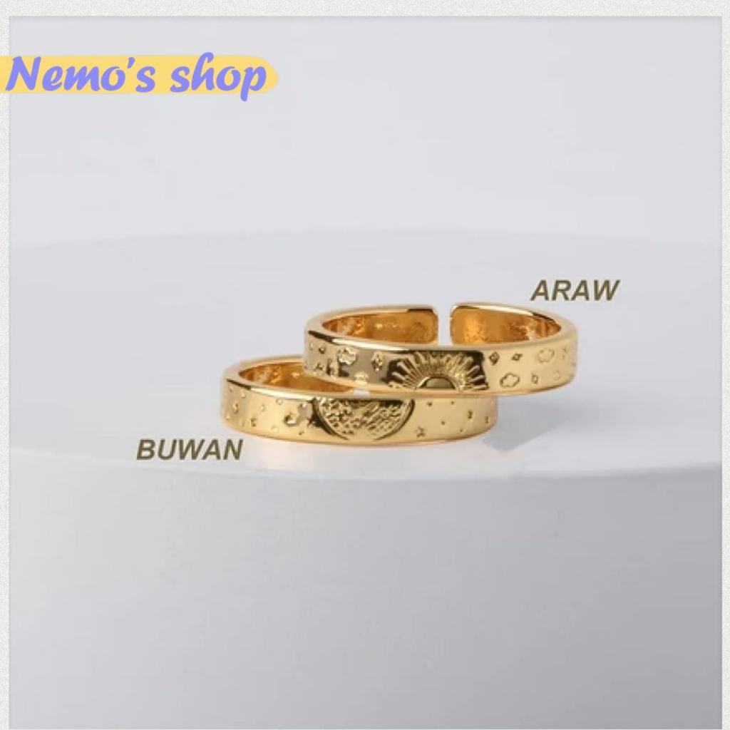 Araw At Buwan Rings 18K Gold Sun and Moon Lover Wedding Couple Ring ...