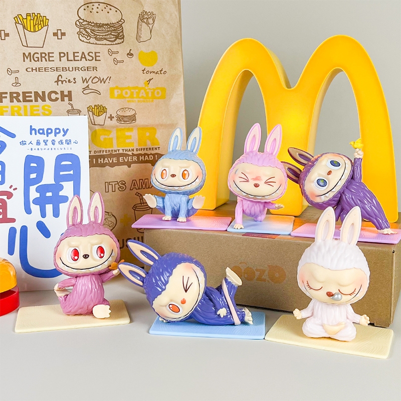 Yoga Labubu 6Pcs/Set Box Hand-Made Fashion Toy Gift Popmart Official ...