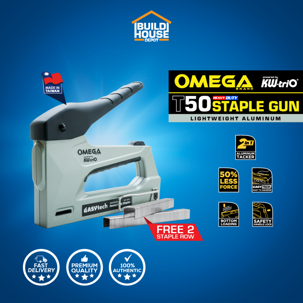 OMEGA T50 Heavy Duty 2in1 Staple Gun Aluminum Tacker | Shopee Philippines