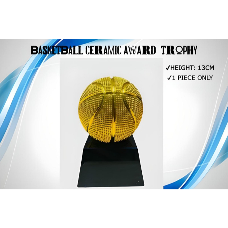 BASKETBALL CERAMIC AWARD TROPHY HEIGHT 13CM (CUSTOMIZE AVAILABLE ...