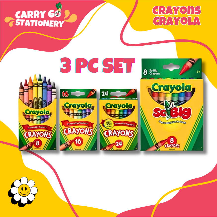 3 PCS Crayola Crayons Set - 8/16/24/Big8 Colors for School, Art, and ...