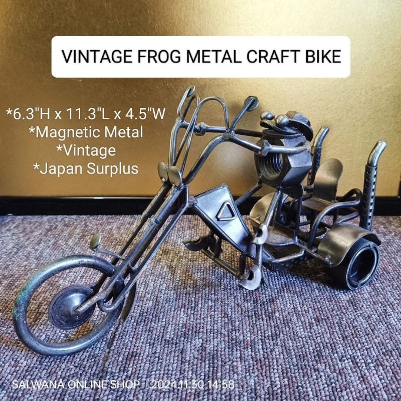 VINTAGE FROG MAGNETIC METAL CRAFT BIKE FIGURE • JAPAN SURPLUS ...