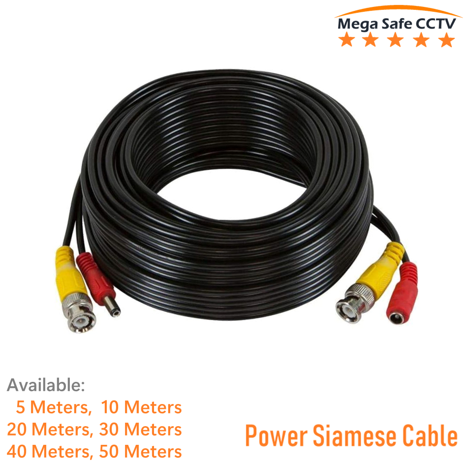 BNC Video and Power Siamese Cable Wire, Plug Connector for CCTV Security Camera Installation ...