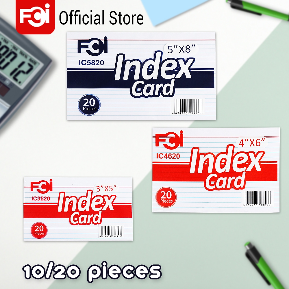 FCI Index Card 3x5in, 4x6in, 5x8in Ruled both Sides packed in ...