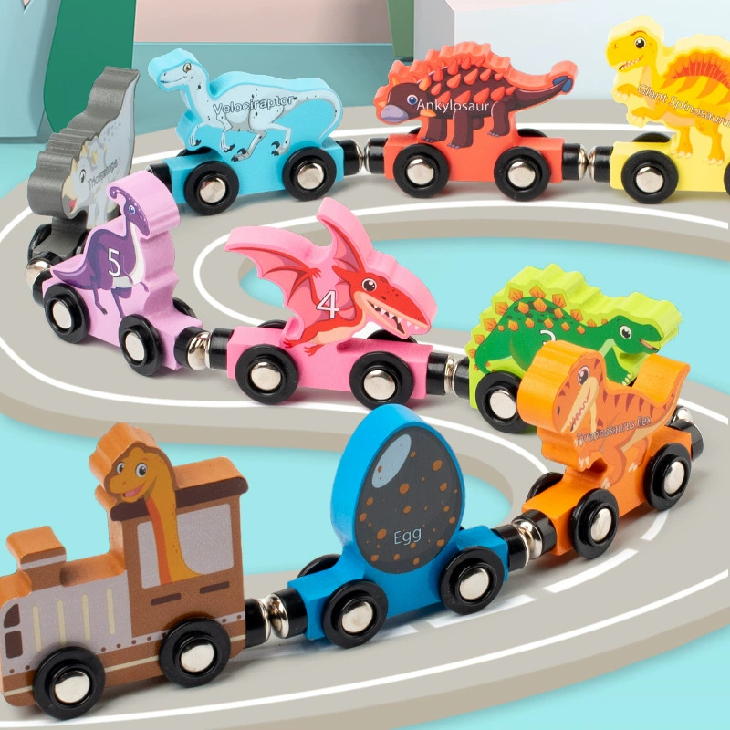 Wooden Magnetic Train Toy Set Educational Learning Montessori Toys ...
