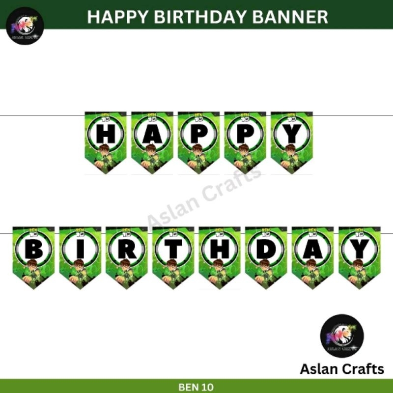 Ben 10 Theme Happy Birthday Banner Party Decorations Glossy Photo ...