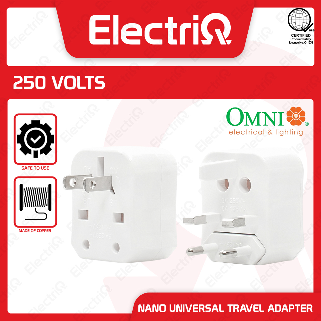 Electriq l Omni Nano Universal Travel Adapter Plug Adaptor Outlet ...