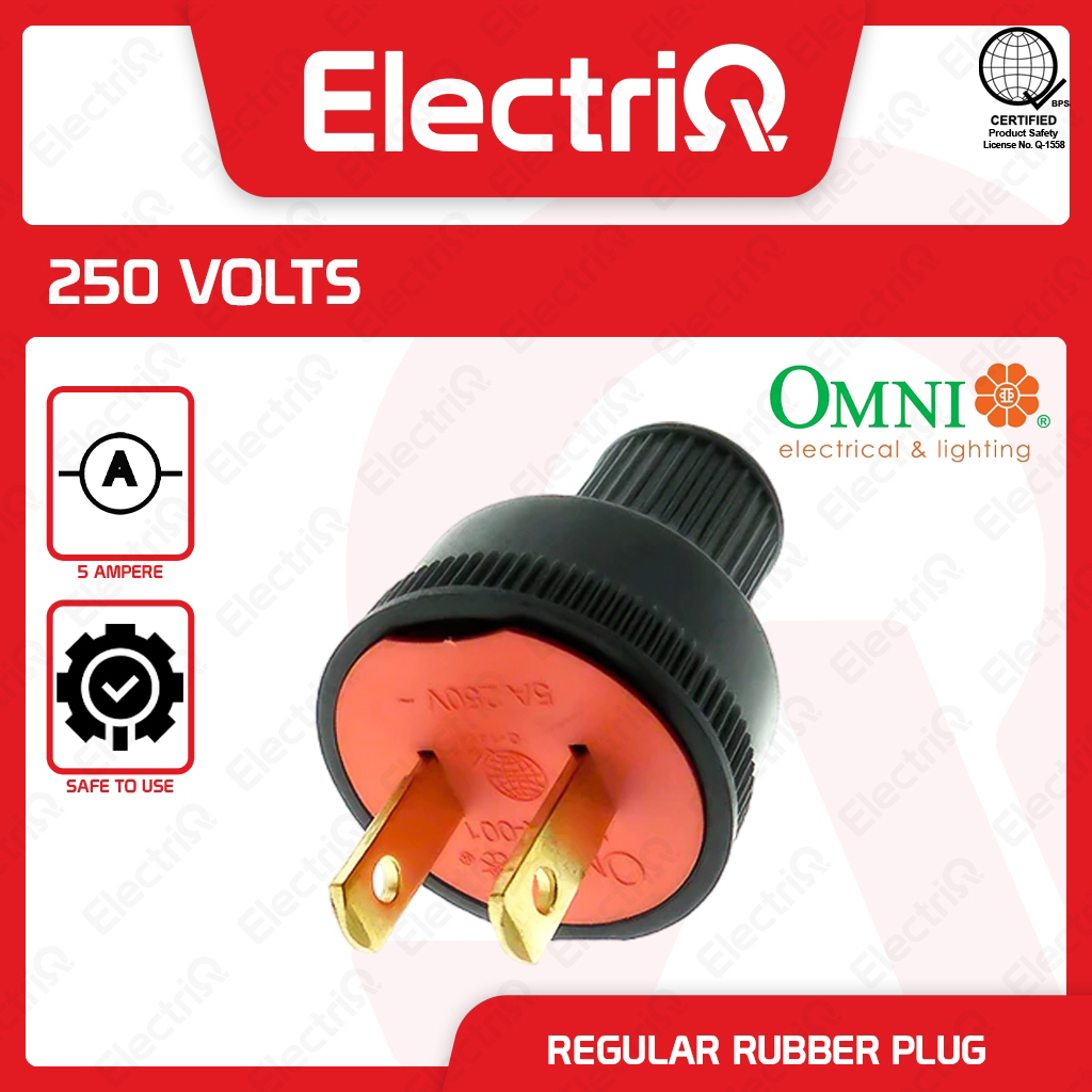 Electriq l Omni WRR-001 Heavy Duty Regular Rubber Plug 5A/250v ...