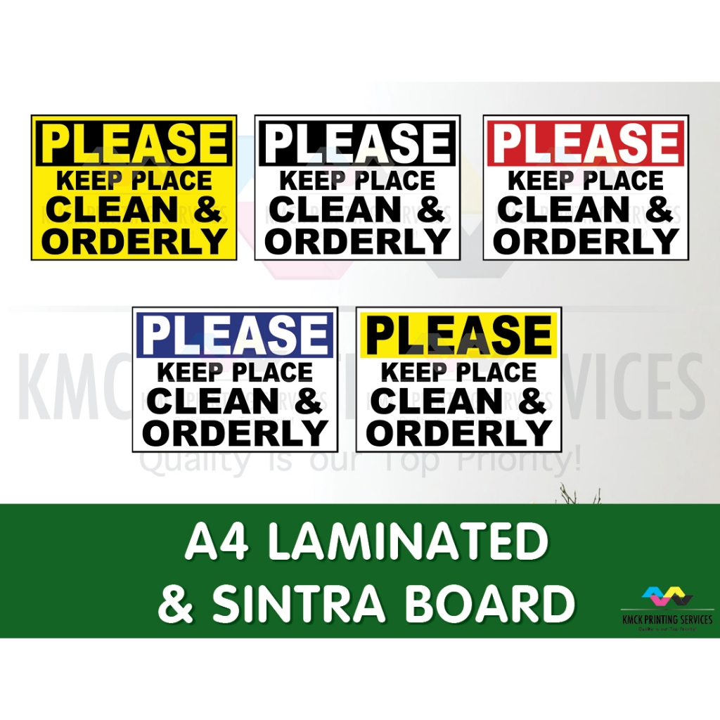 Please Keep Place Clean & Orderly Signage | Shopee Philippines