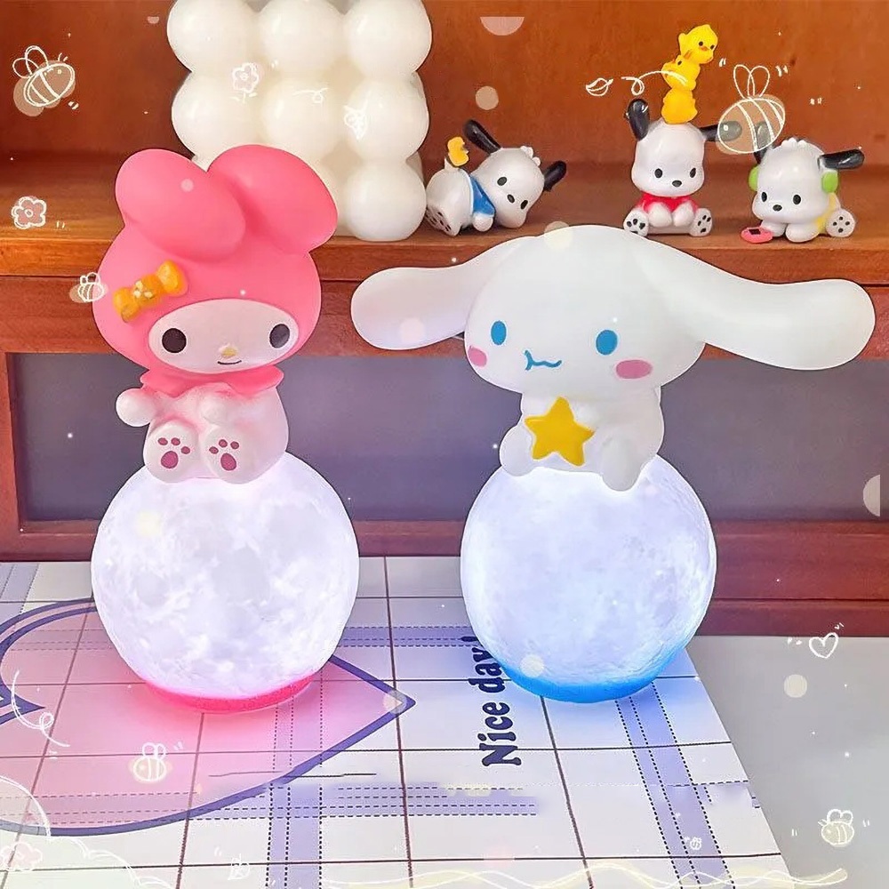 Sanrio Night Lights Kawaii Melody Cinnamon Anime Figures Lamp Bedside ...