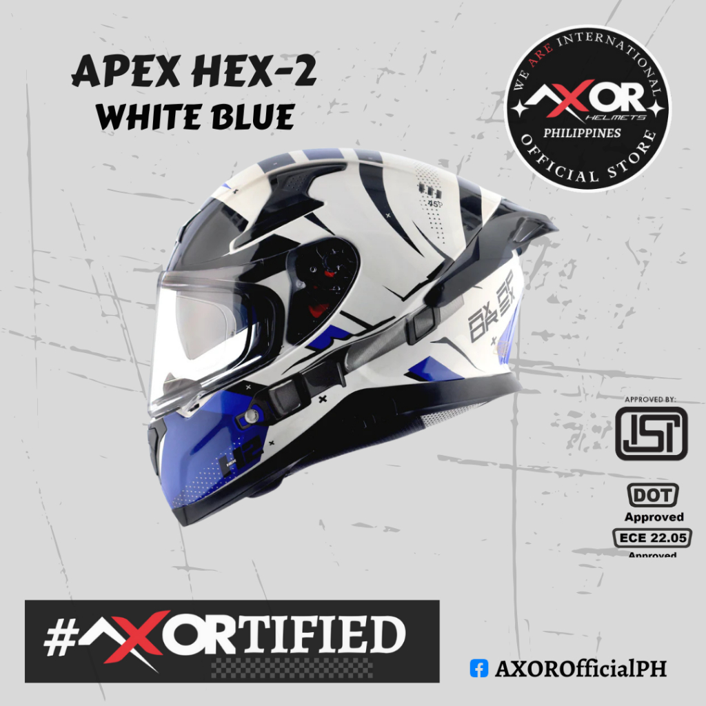 AXOR APEX HEX-2 WHITE BLUE + FREE PINLOCK ANTIFOG LENS + FULL FACE ...