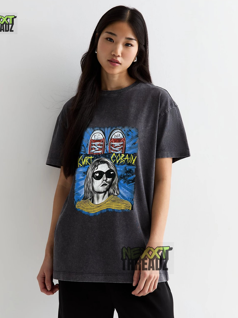 KURT COBAIN Collection Acid Wash Oversized T-Shirt Unisex | Shopee ...