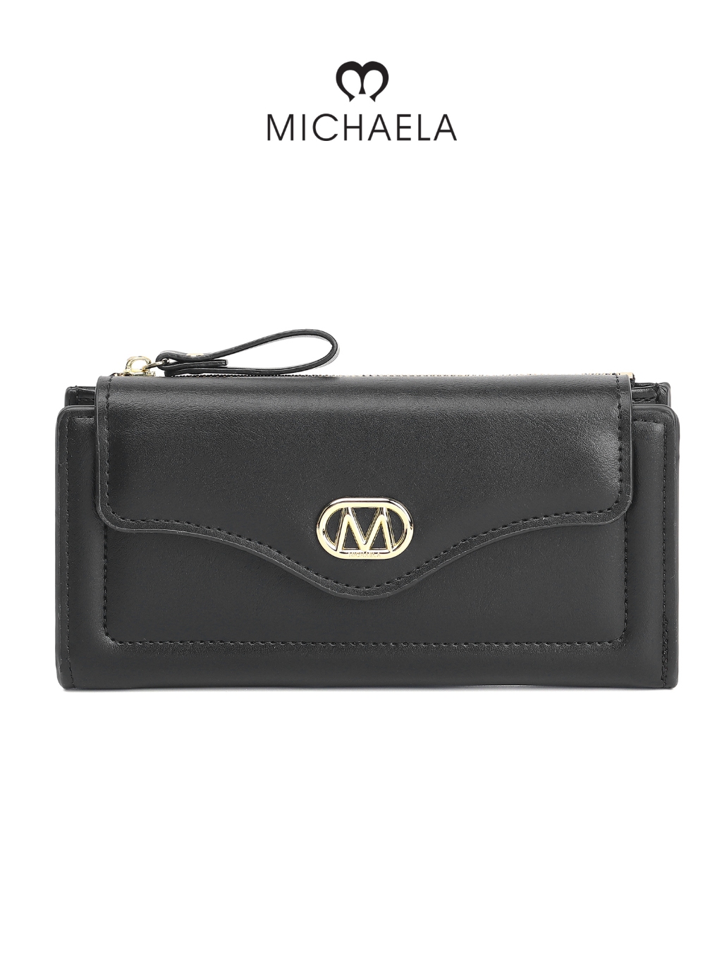MICHAELA Wave Flap Long Wallet 18 Card Slots Elegant Versatile Clutch ...