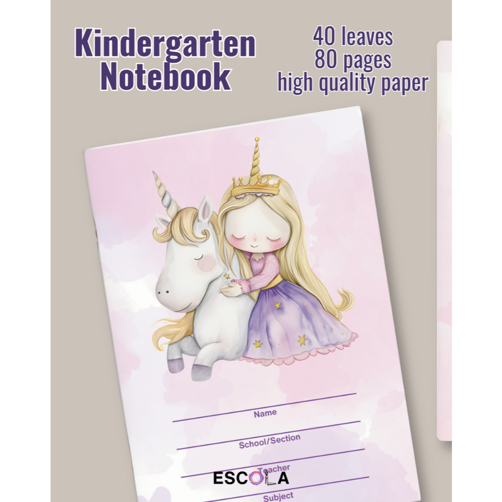 Set of 6 Kinder/Grade 1 Notebooks, Unicorn Design, Standard A5, 40 ...
