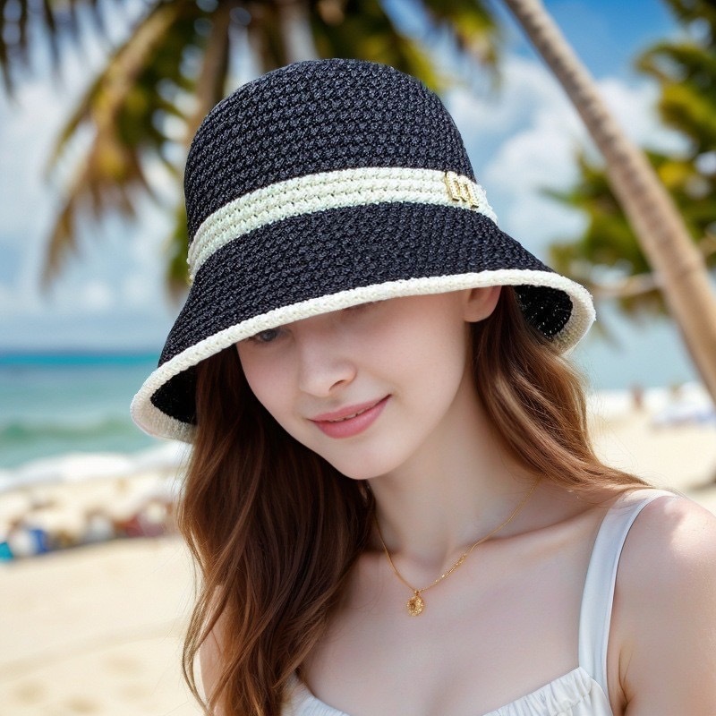 Summer Hat Women Fisherman Hat Sun Protection Anti-UV Foldable Straw ...
