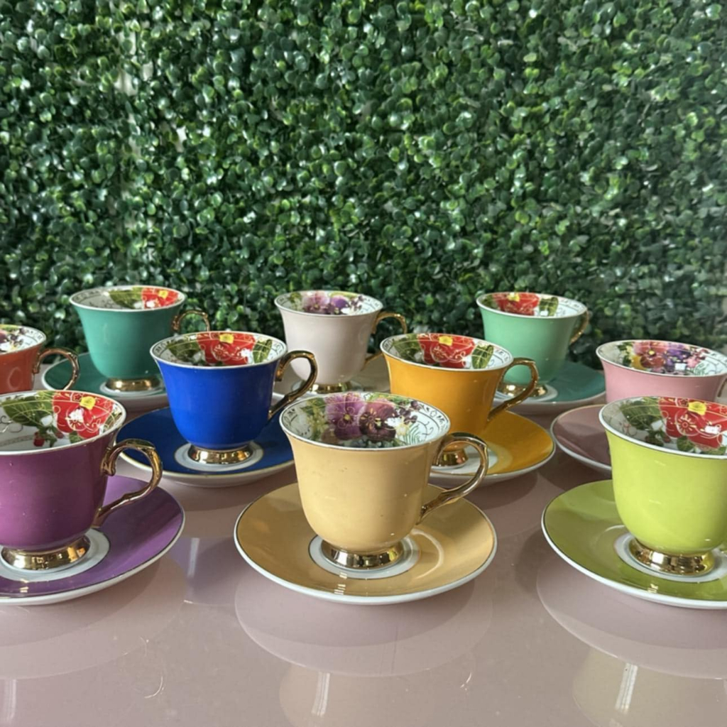 Classy Elegant Wavy Royal Tea Cup Mug Gold Lining Set with Saucer ...