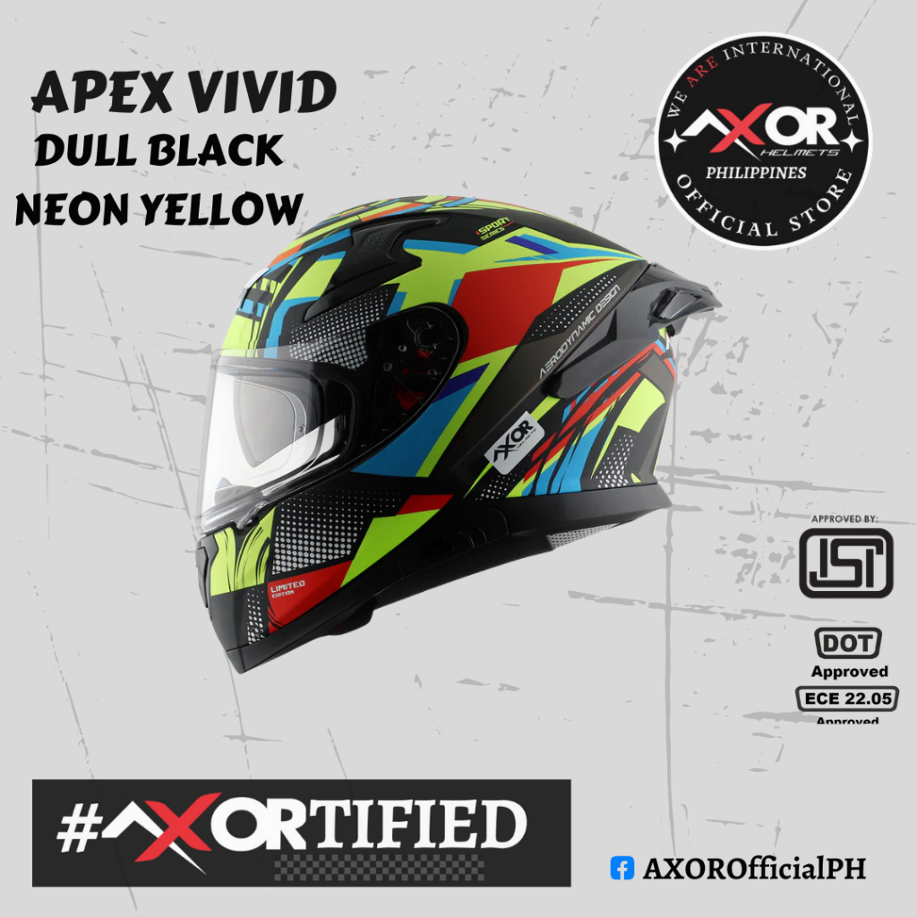 AXOR APEX VIVID DULL BLACK NEON YELLOW + FREE PINLOCK ANTIFOG LENS ...
