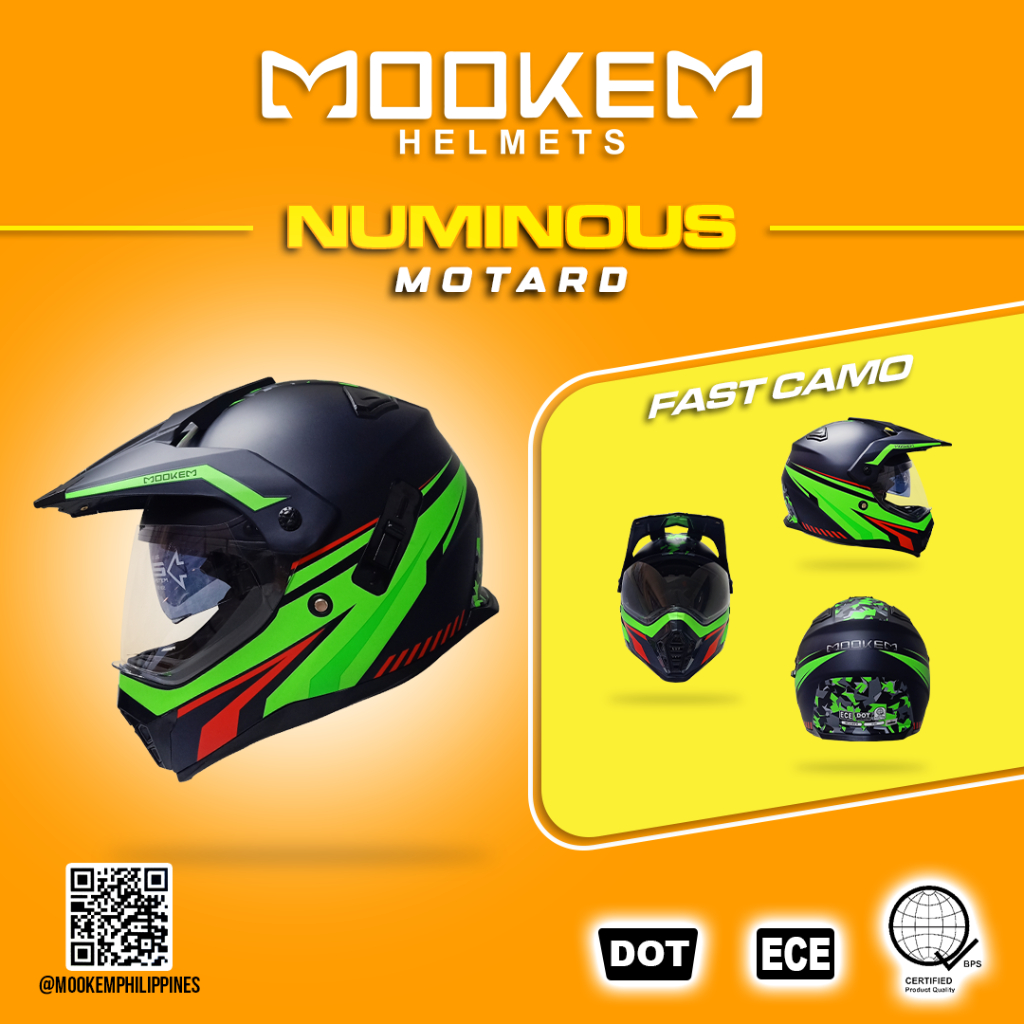 Mookem Helmets E101 Motard-Fast Camo Full Face Dual Visor Helmet w ...