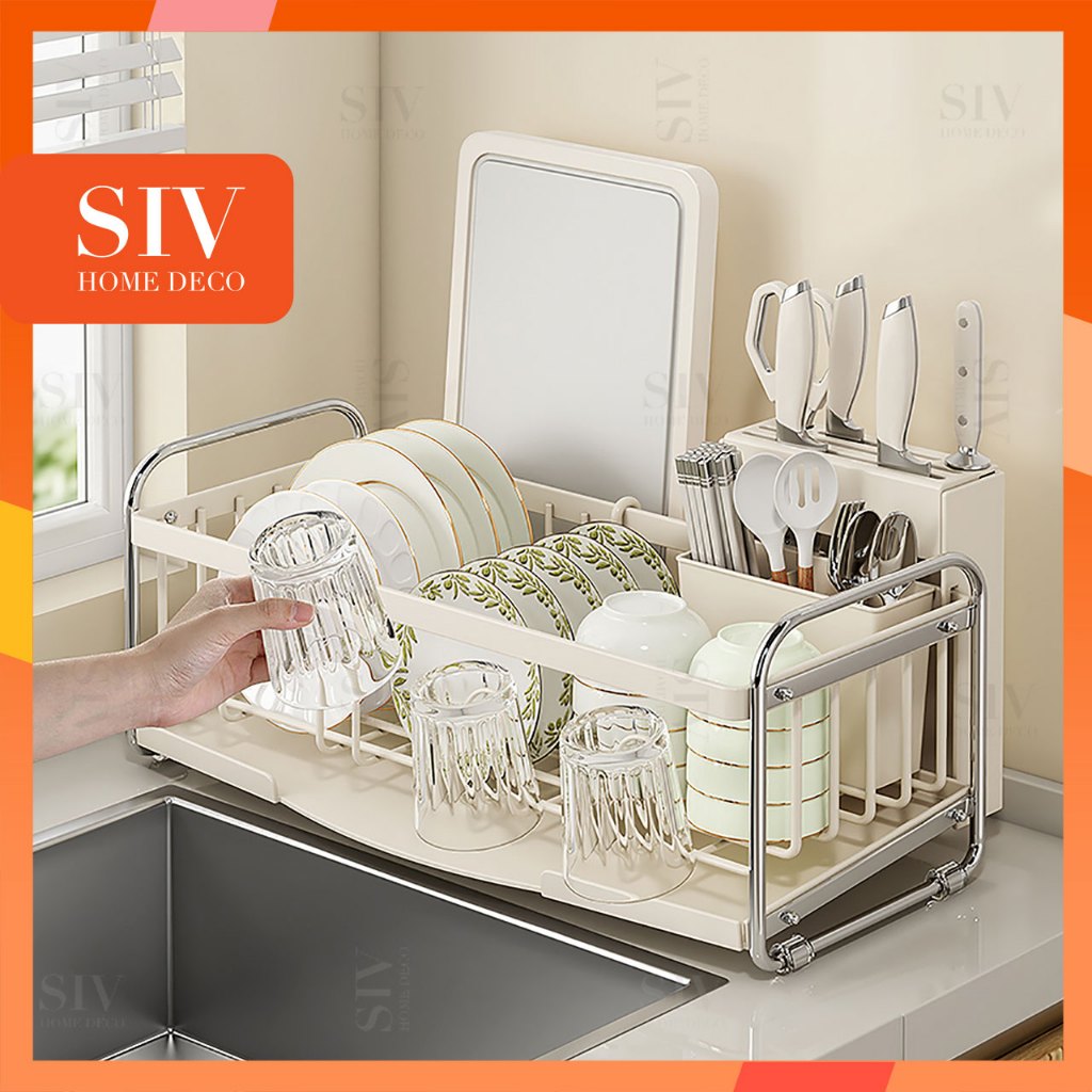SIV Dish Rack Dish Drainer Drying Rack Plate Bowl Cup Rack Organizer ...