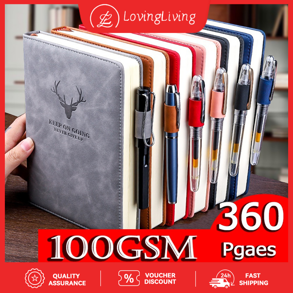 A5 Notebook 180 Sheets Hard Cover Journal Diary Planner 2024 School ...